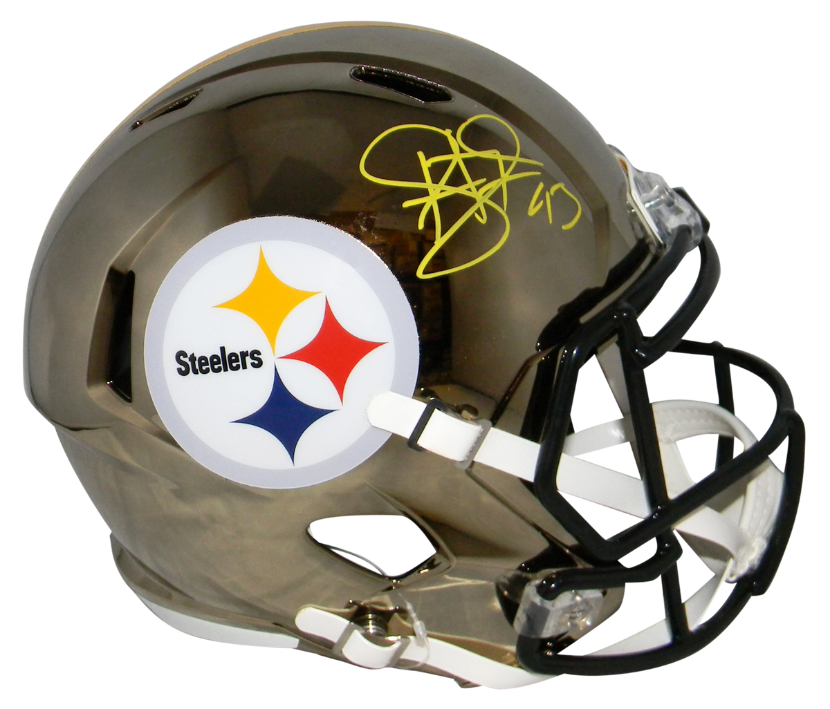 TROY POLAMALU SIGNED PITTSBURGH STEELERS CHROME FULL SIZE SPEED HELMET ...