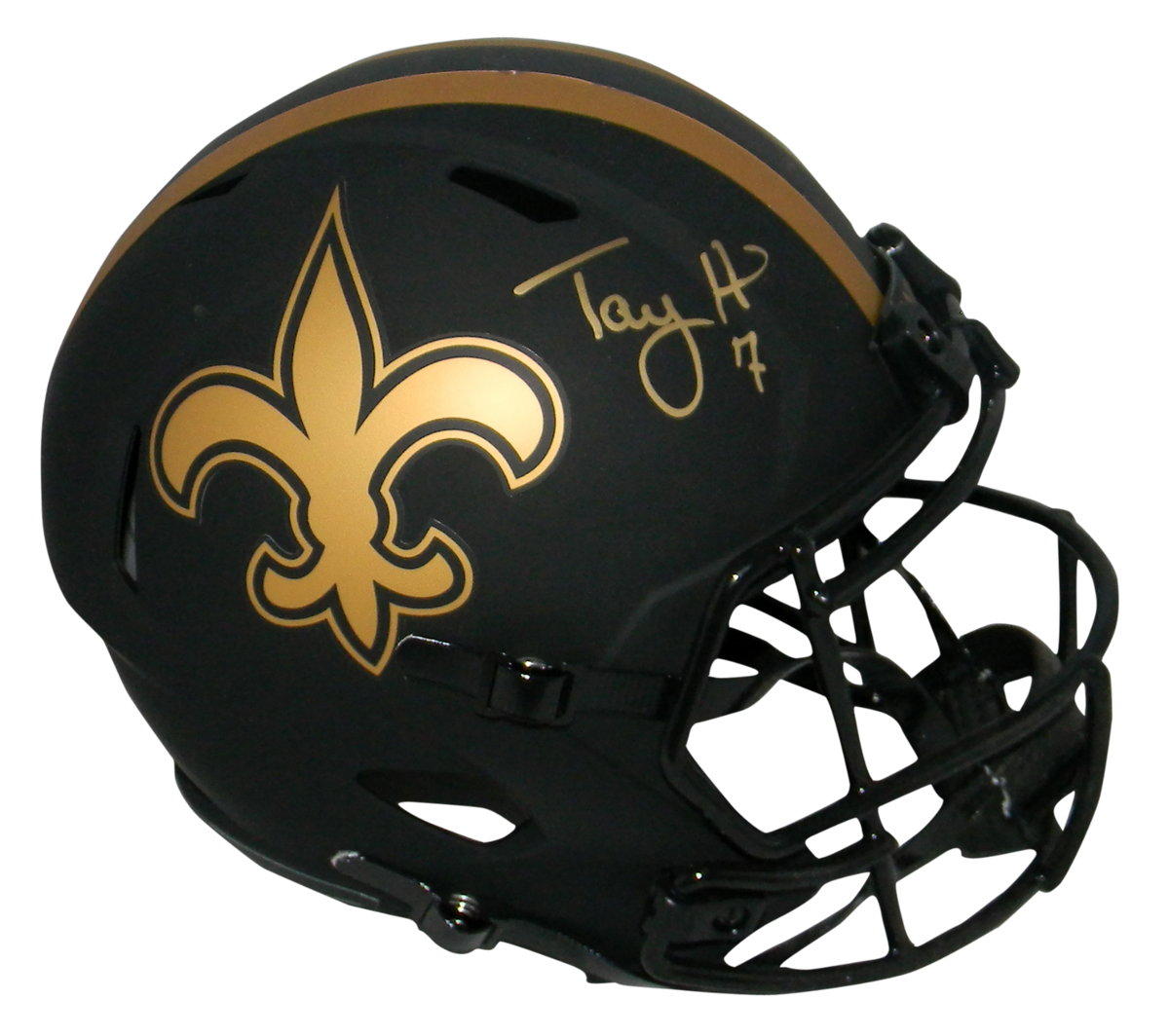 TAYSOM HILL SIGNED NEW ORLEANS SAINTS ECLIPSE FULL SIZE SPEED HELMET B ...